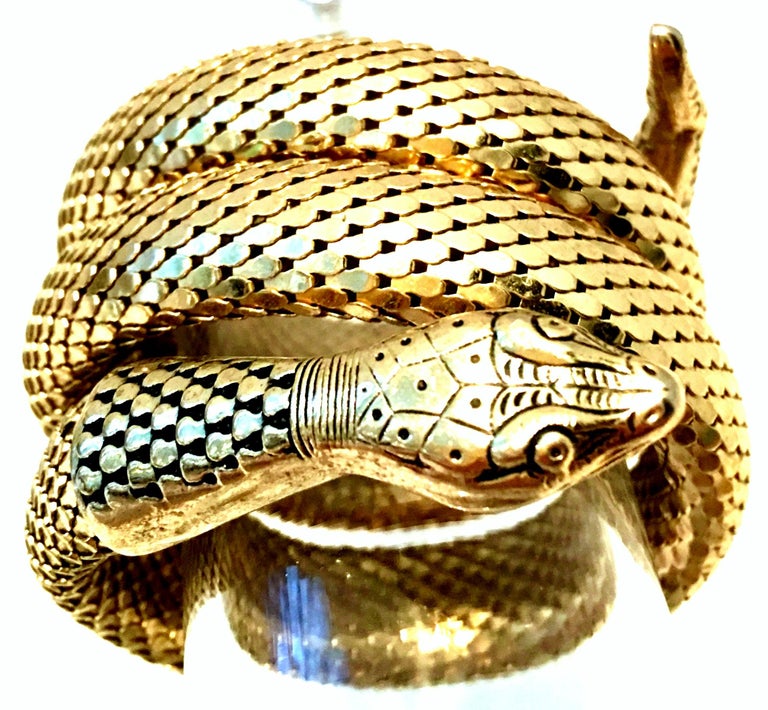 20th Century Gold Metal Mesh Coil "Snake" Bracelet By, Whiting and ...