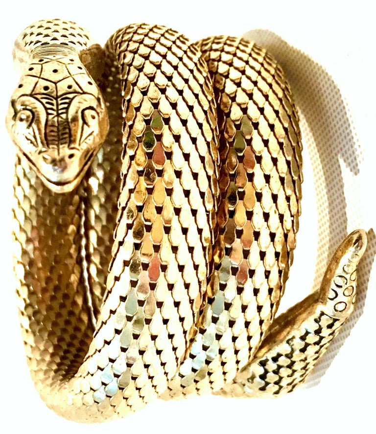 20th Century Gold Metal Mesh Coil "Snake" Bracelet By, Whiting and ...