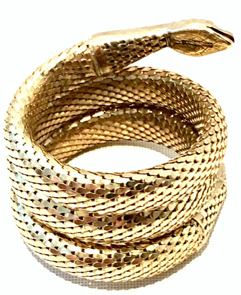 20th Century Gold Metal Mesh Coil "Snake" Bracelet By, Whiting and ...