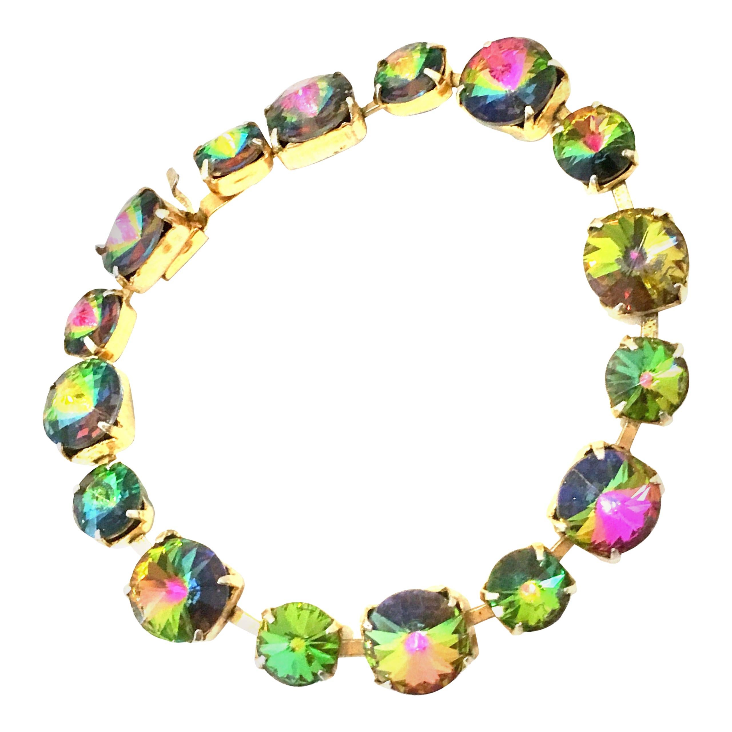 20th Century Art Deco Style Silver and Austrian Crystal Link Bracelet ...