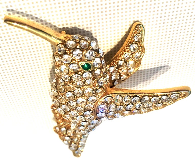 20th Century Gold and Swarovski Crystal Hummingbird Brooch at 1stDibs ...