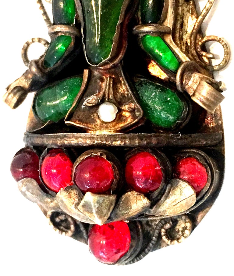 20th Century Gold Vermeil and Molded Glass Abstract Buddha Brooch For ...