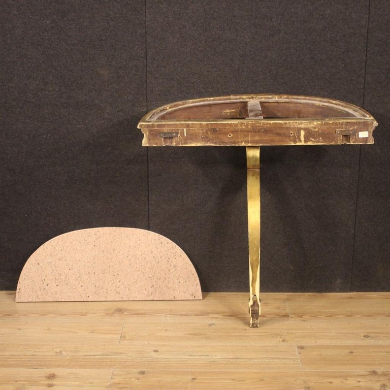20th Century Gold Wood Marble Top Italian Console Table, 1960 For Sale ...