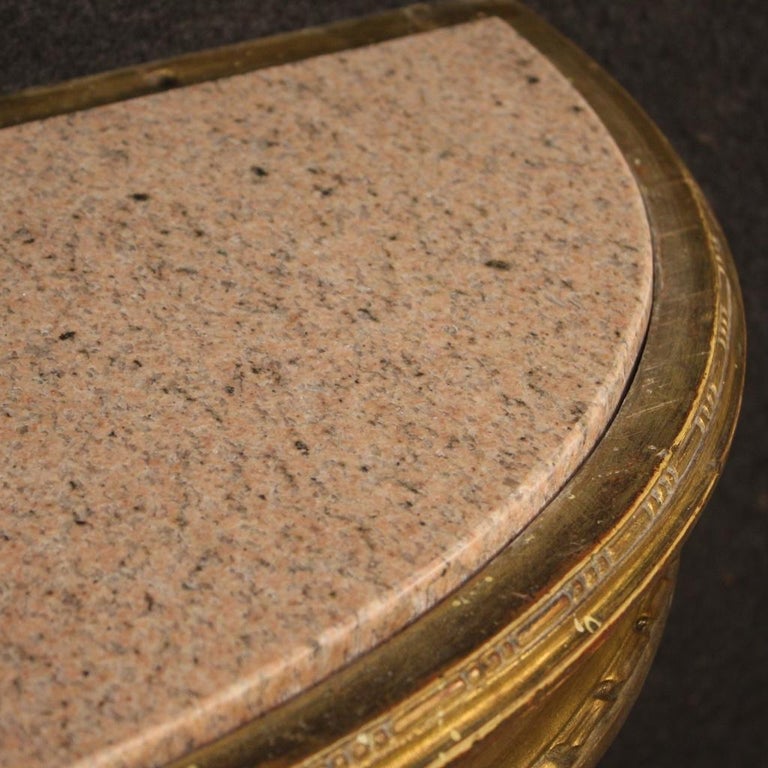 20th Century Gold Wood Marble Top Italian Console Table, 1960 For Sale ...