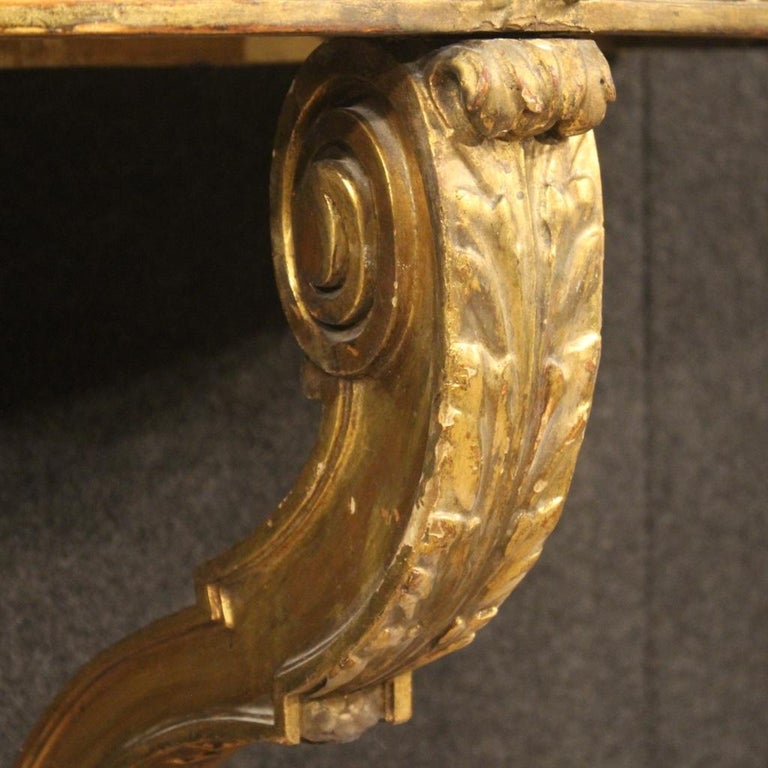 20th Century Gold Wood Marble Top Italian Console Table, 1960 For Sale ...
