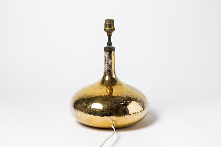 20th Century Golden Ceramic Table Lamp Shinny Gold Colors, circa 1950 ...