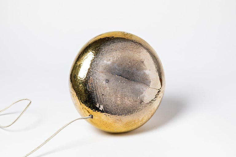 20th Century Golden Ceramic Table Lamp Shinny Gold Colors, circa 1950 ...