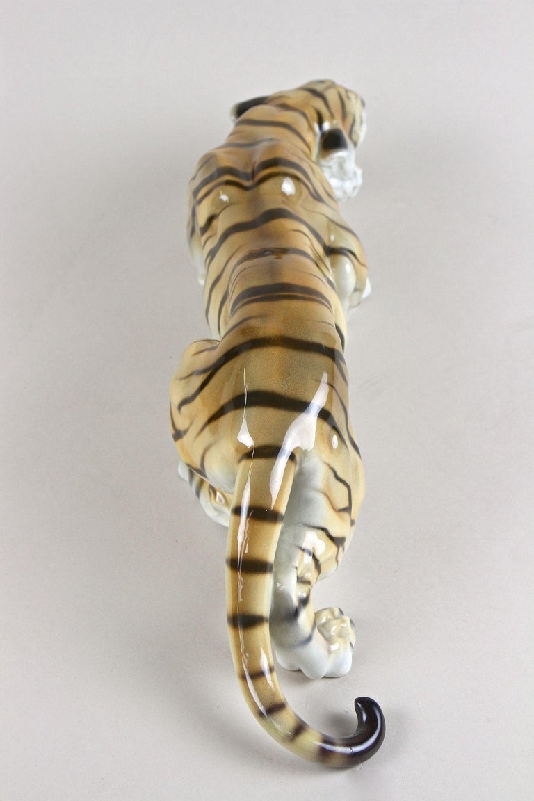 20th Century Goldscheider Ceramic Tiger Figurine, Hallmarked, Germany ...