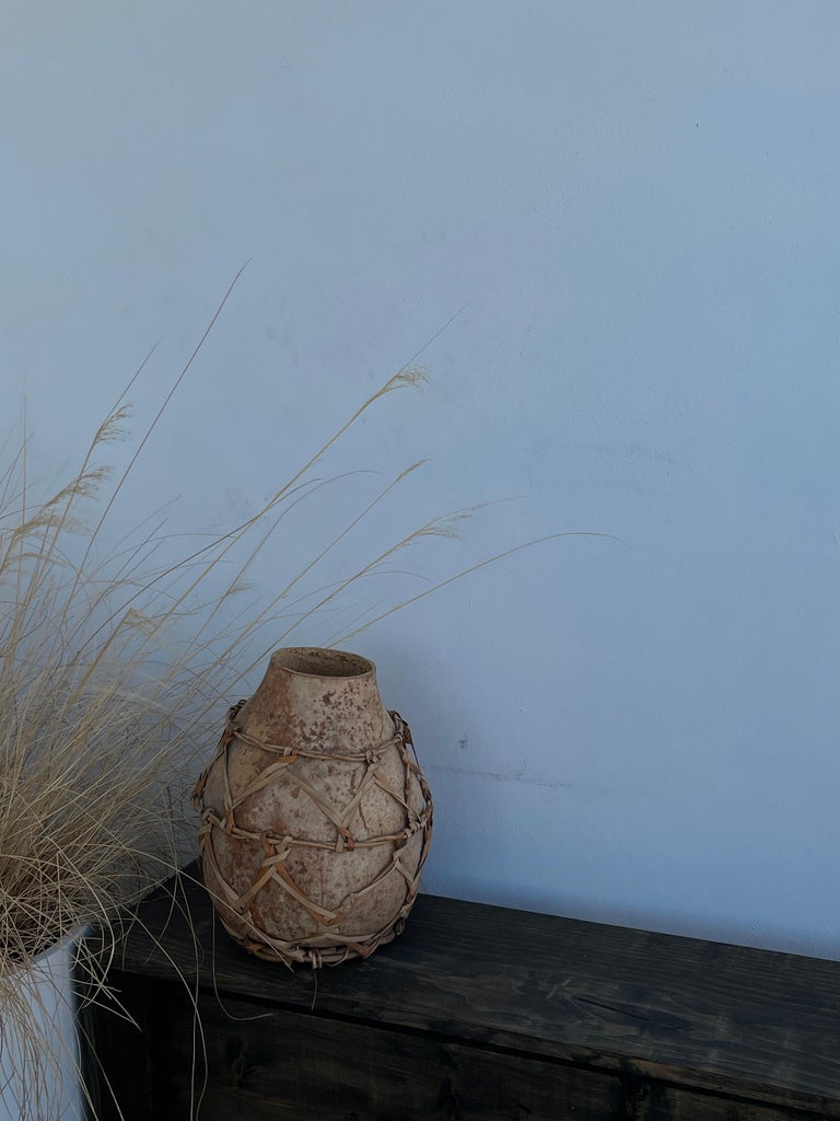 20th Century Gourd Vessel with Reed Weaving For Sale at 1stDibs