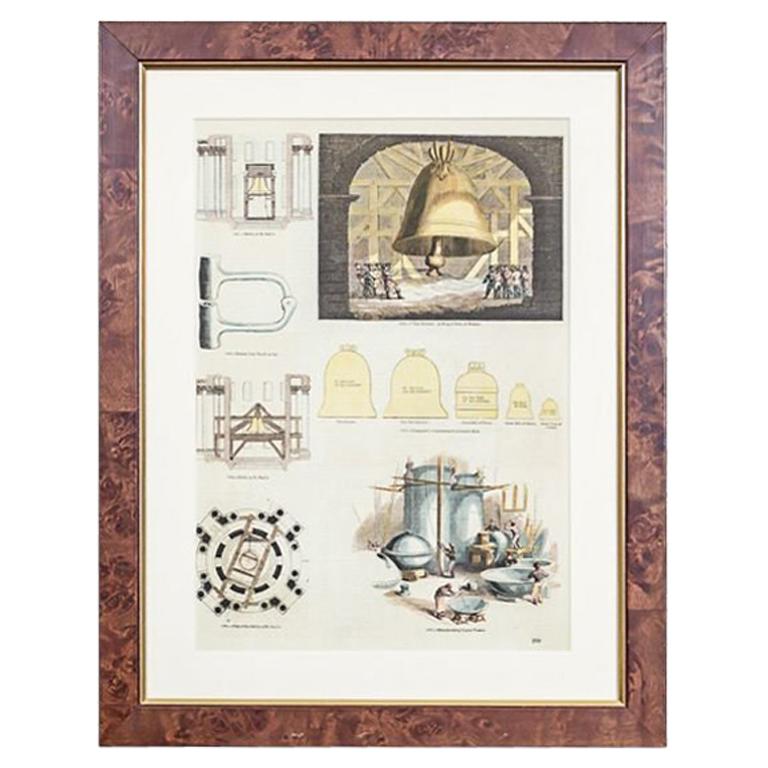 Vintage Print Illustration of Old Crafts, Bell Founding, framed For ...