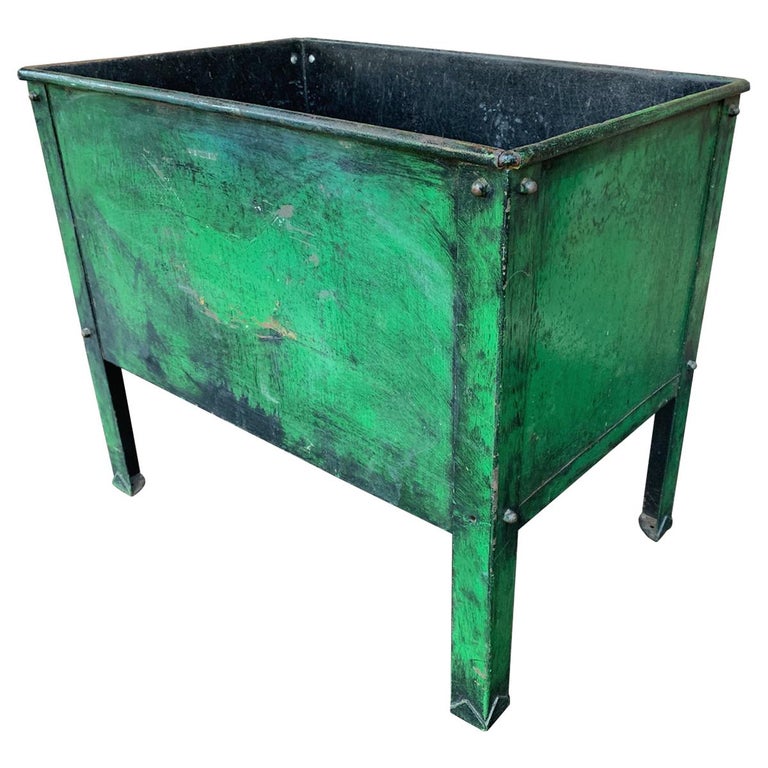 20th Century Green Painted Tin Container For Sale at 1stDibs
