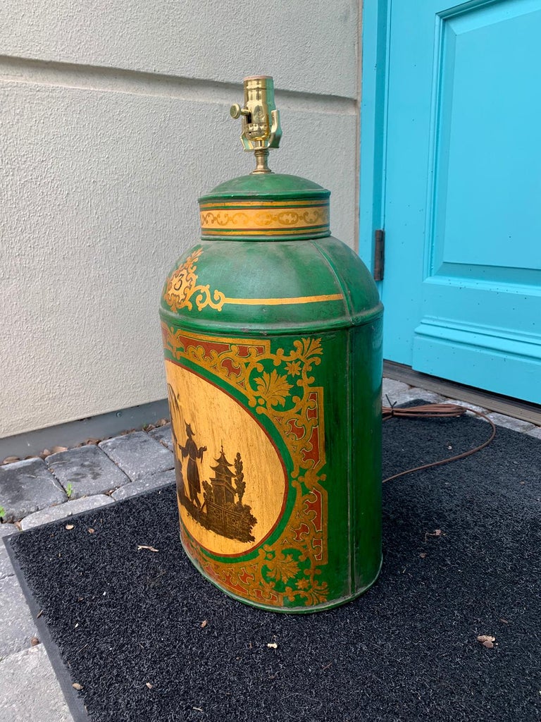 20th Century Green Tea Tin Lamp at 1stDibs