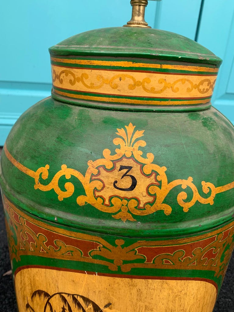 20th Century Green Tea Tin Lamp at 1stDibs
