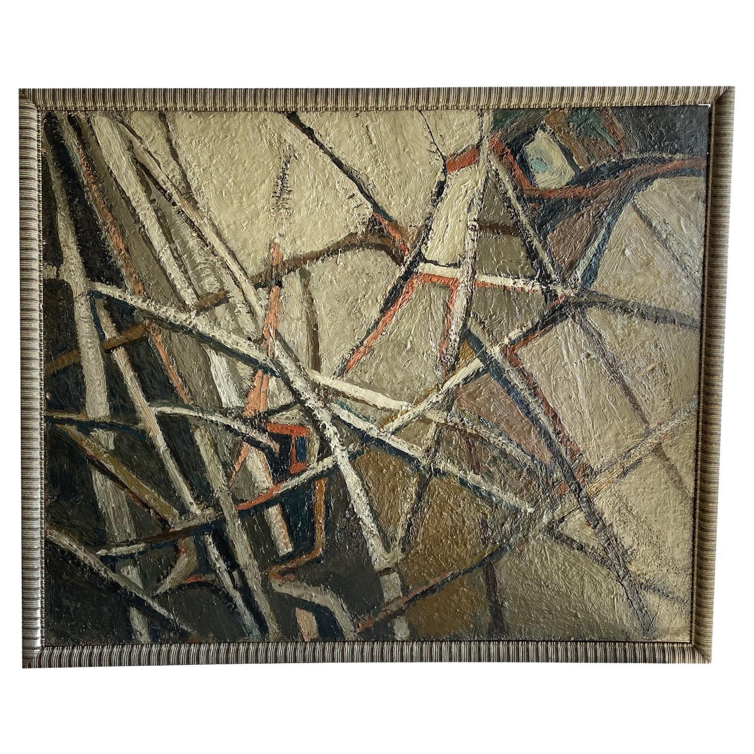 Mid-20th Century Frank Walcutt Yellow and Brown Abstract Oil Painting ...
