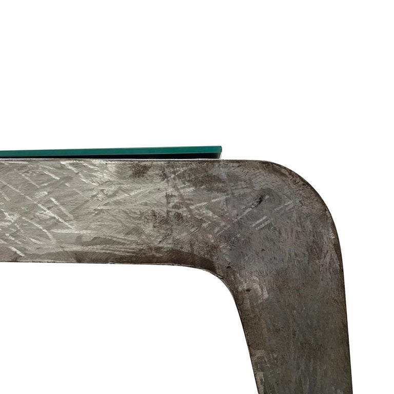 20th Century Grey Italian Brutalist Galvanized Metal Writing Desk ...