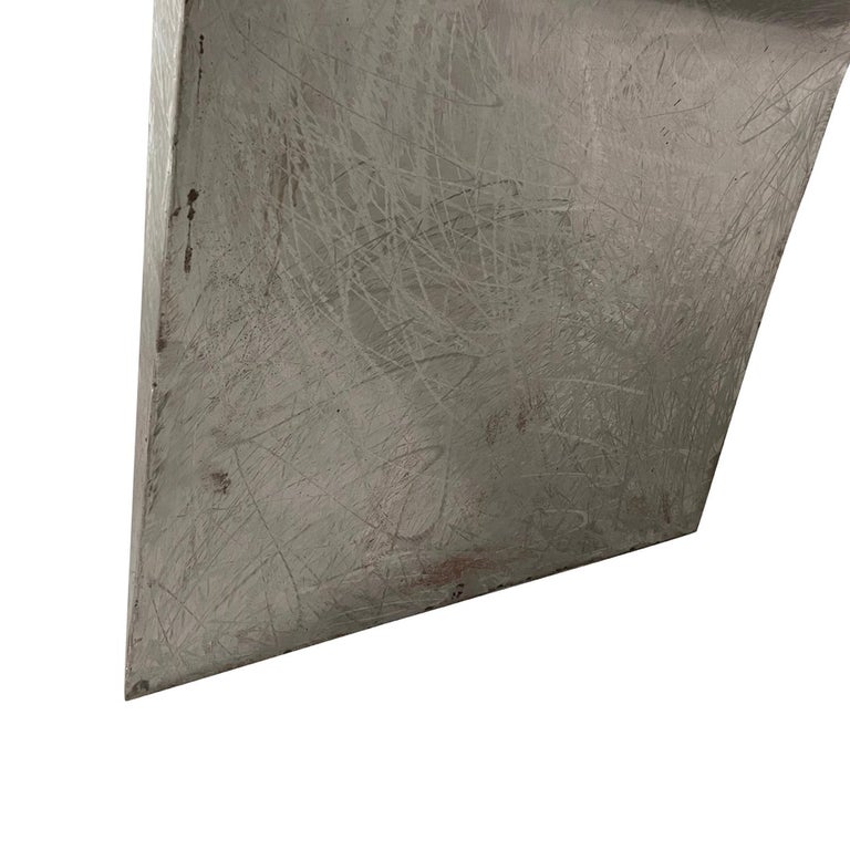 20th Century Grey Italian Brutalist Galvanized Metal Writing Desk ...