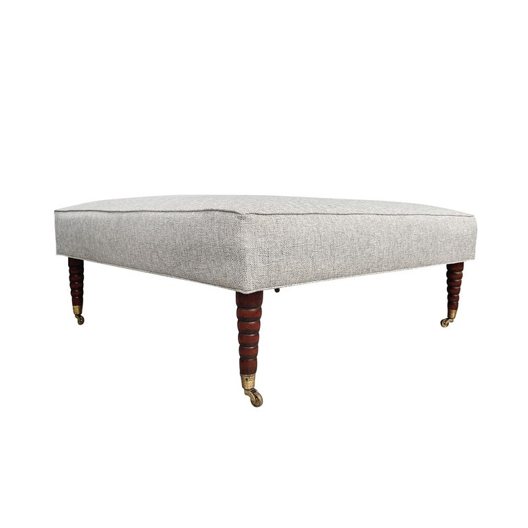 20th Century Grey Italian Vintage Walnut Ottoman, Large Square Sofa ...