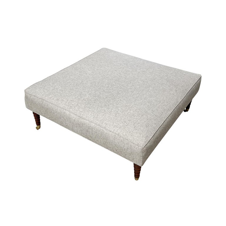 20th Century Grey Italian Vintage Walnut Ottoman, Large Square Sofa ...