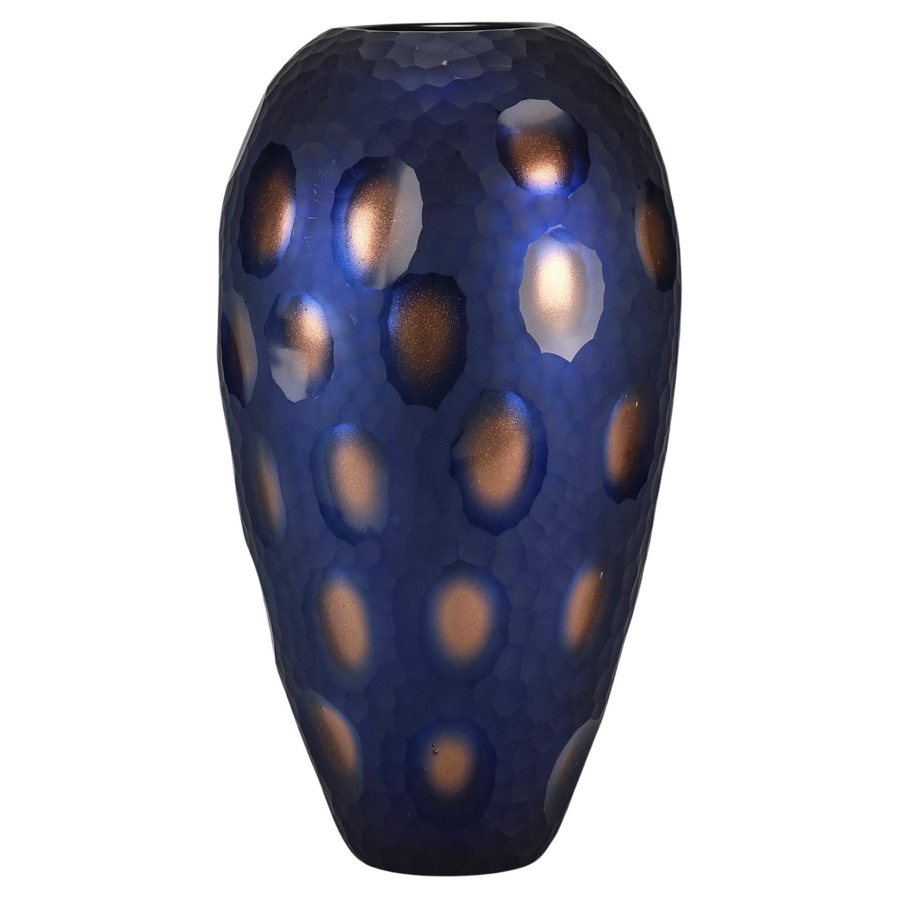 20th Century Hand Blown Murano entitled "Blue and Bronze Vase" by ...