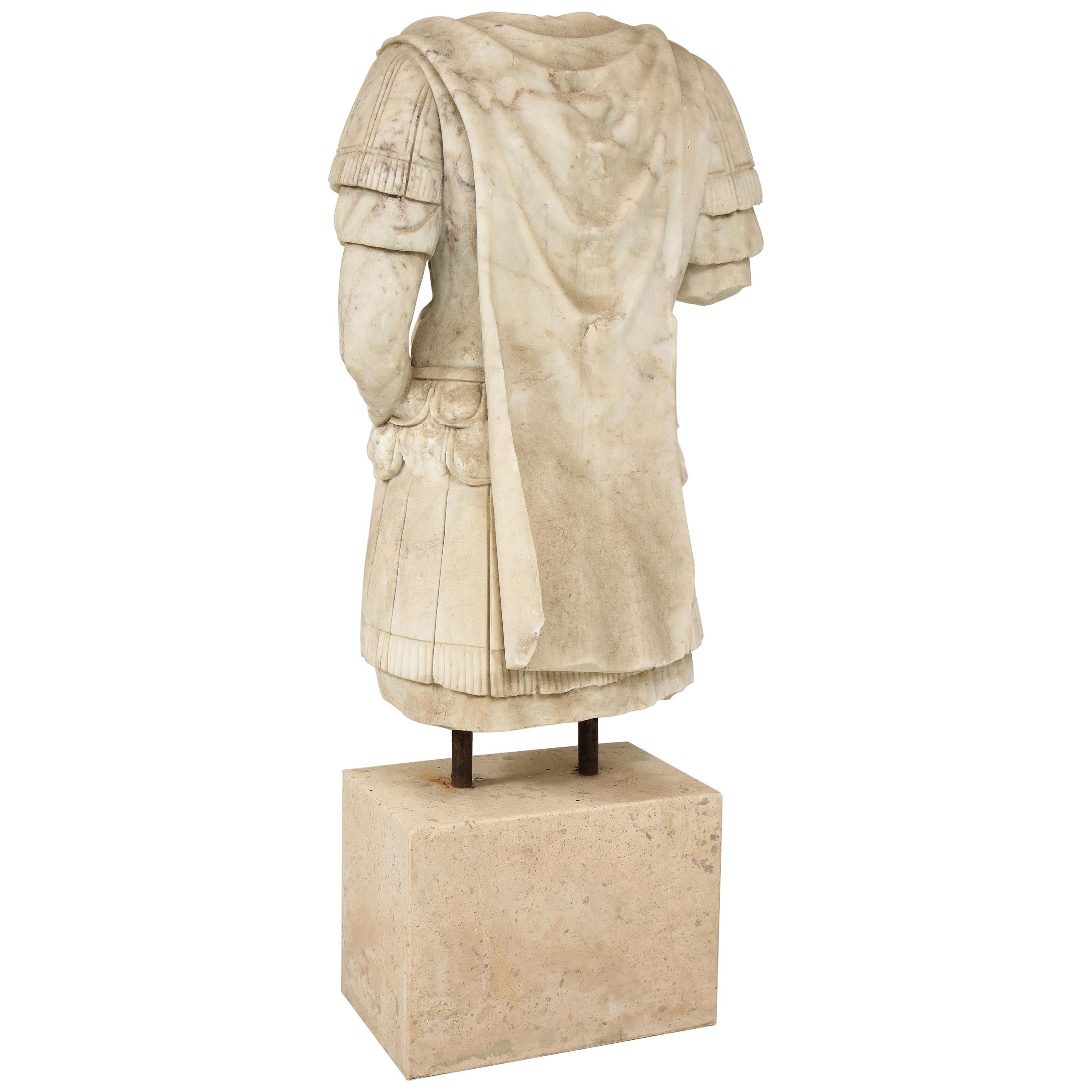 20th Century Hand Carved Marble Sculpture of Roman Soldier at 1stDibs