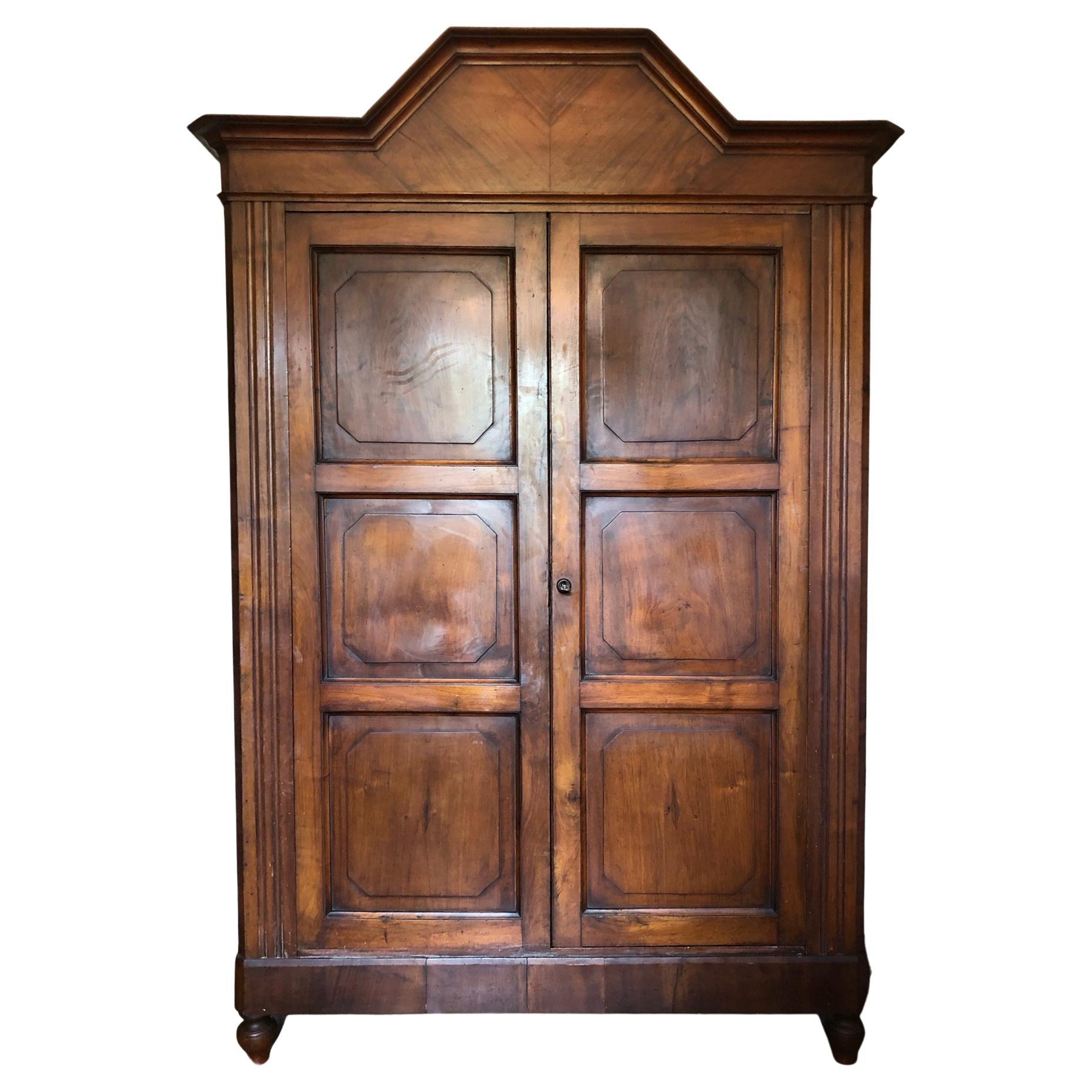 20th Century Hand made Italian solid walnut wardrobe with two doors For ...