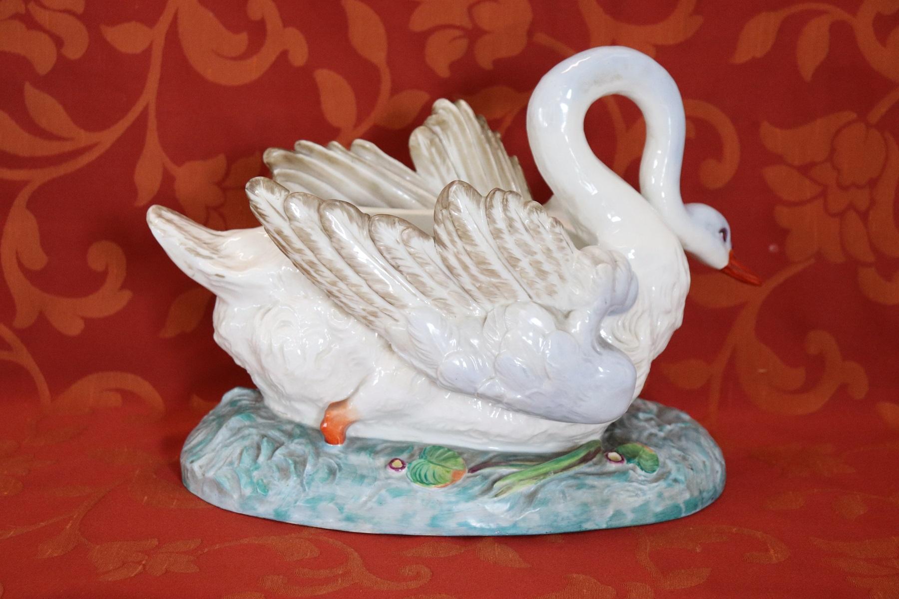 20th Century Hand Painted Ceramic Swan Centerpiece, 1920s For Sale at ...