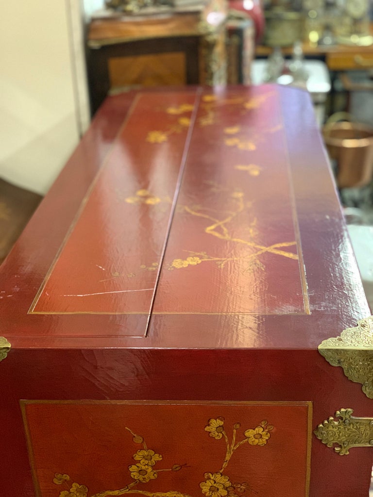 20th Century Hand Painted TV Cabinet in Lacquered Wood and Metal ...