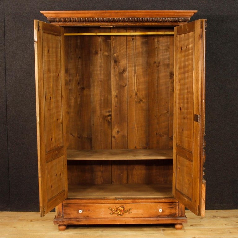 20th Century Hand Painted Wood East European Wardrobe, 1960 at 1stDibs