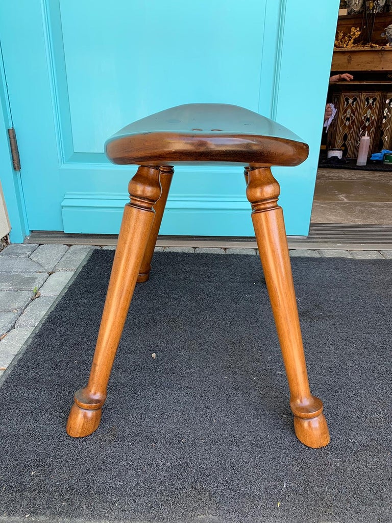 20th Century Handmade Wood Stool with Hoof Feet at 1stDibs
