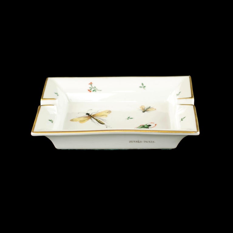 20th Century Hermès Paris Hand Painted Porcelain 2 Rest Ashtray with ...