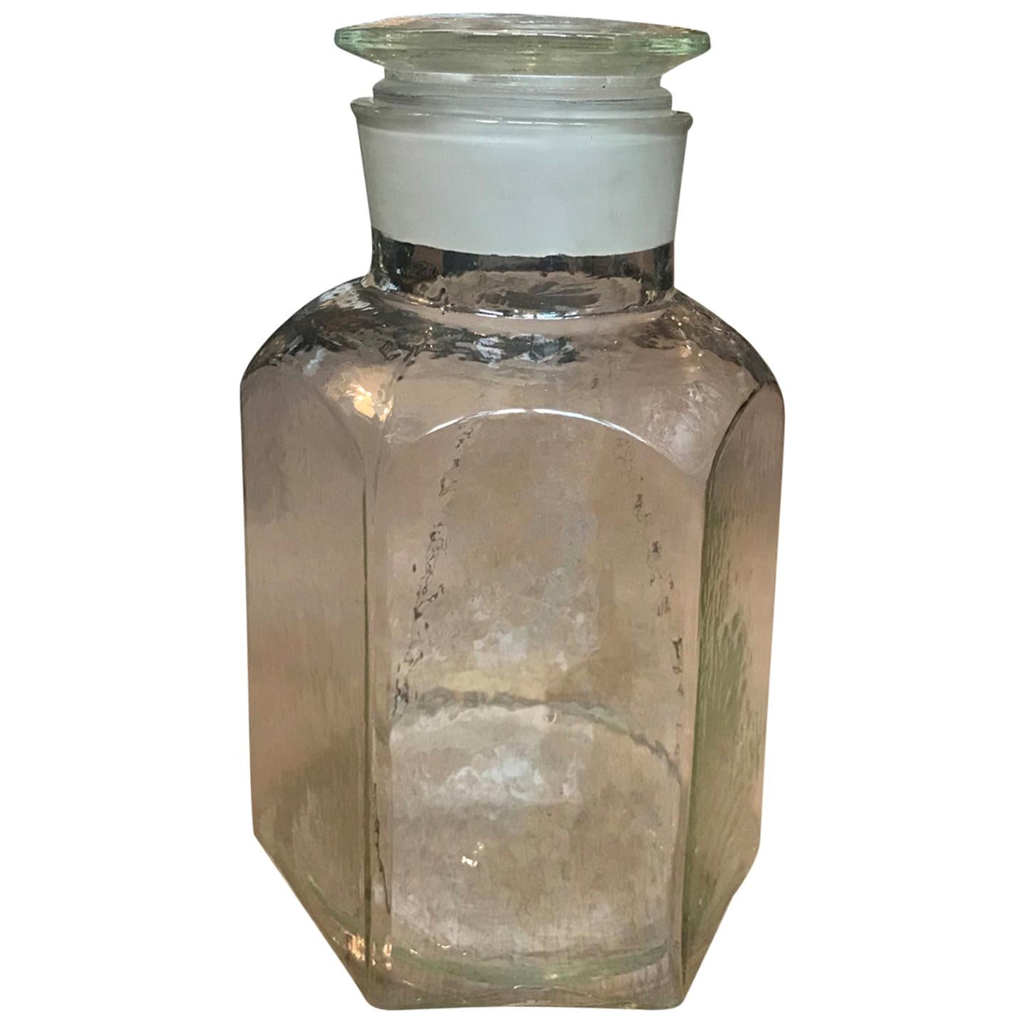 20th Century Hexagonal Glass Apothecary Jar with Lid at 1stDibs