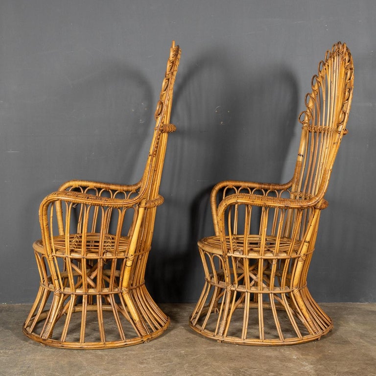 20th Century High Back Chair in Bamboo and Rattan For Sale at 1stDibs