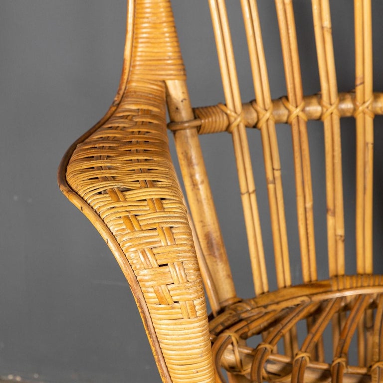 20th Century High Back Chair in Bamboo and Rattan For Sale at 1stDibs