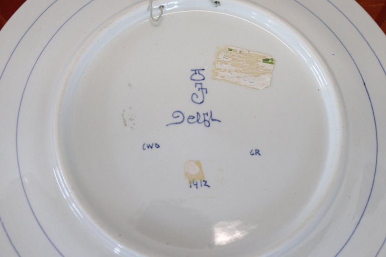 20th Century Holland Ceramic Platters with Blue Floreal Decorations by ...