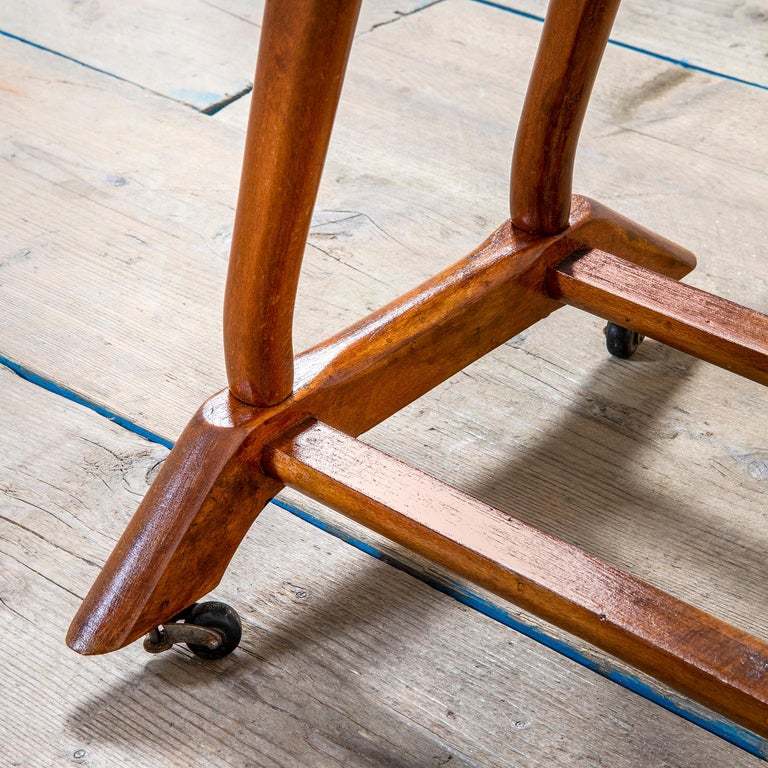 20th Century Ico Parisi Double Coat Rack in Wood with Metal Casters ...