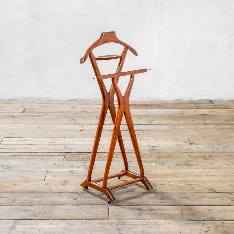 20th Century Ico Parisi Double Coat Rack in wood with metal casters ...