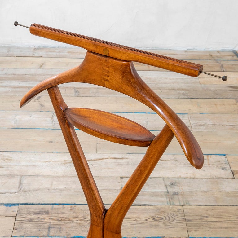 20th Century Ico Parisi Single Coat Rack in Wood with Metal Casters ...