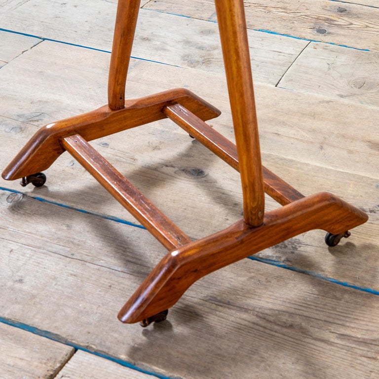 20th Century Ico Parisi Single Coat Rack in Wood with Metal Casters ...