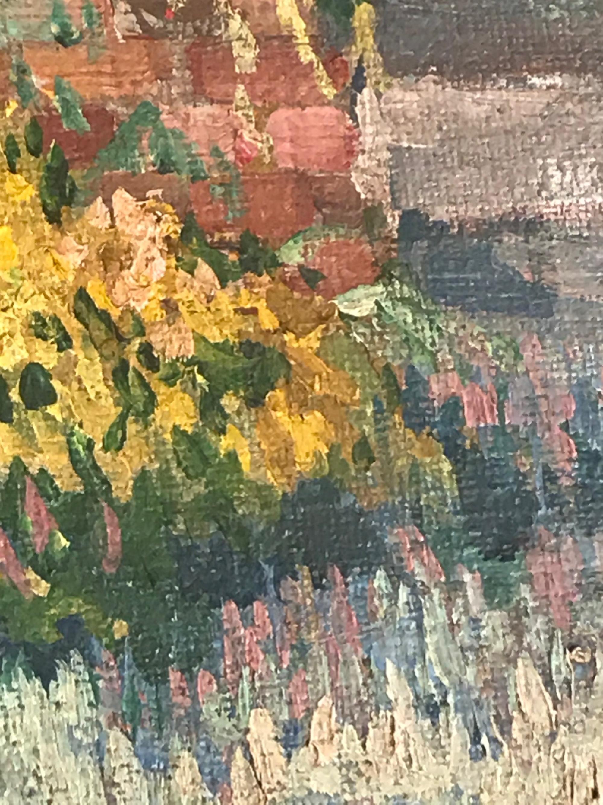 20th Century Impressionist Oil Painting Garden Landscape by Mary ...