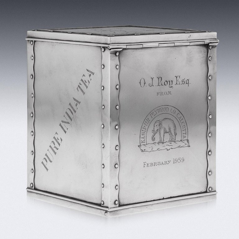 20th Century Indian Solid Silver Tea Chest Shaped Caddy, Hamilton and ...