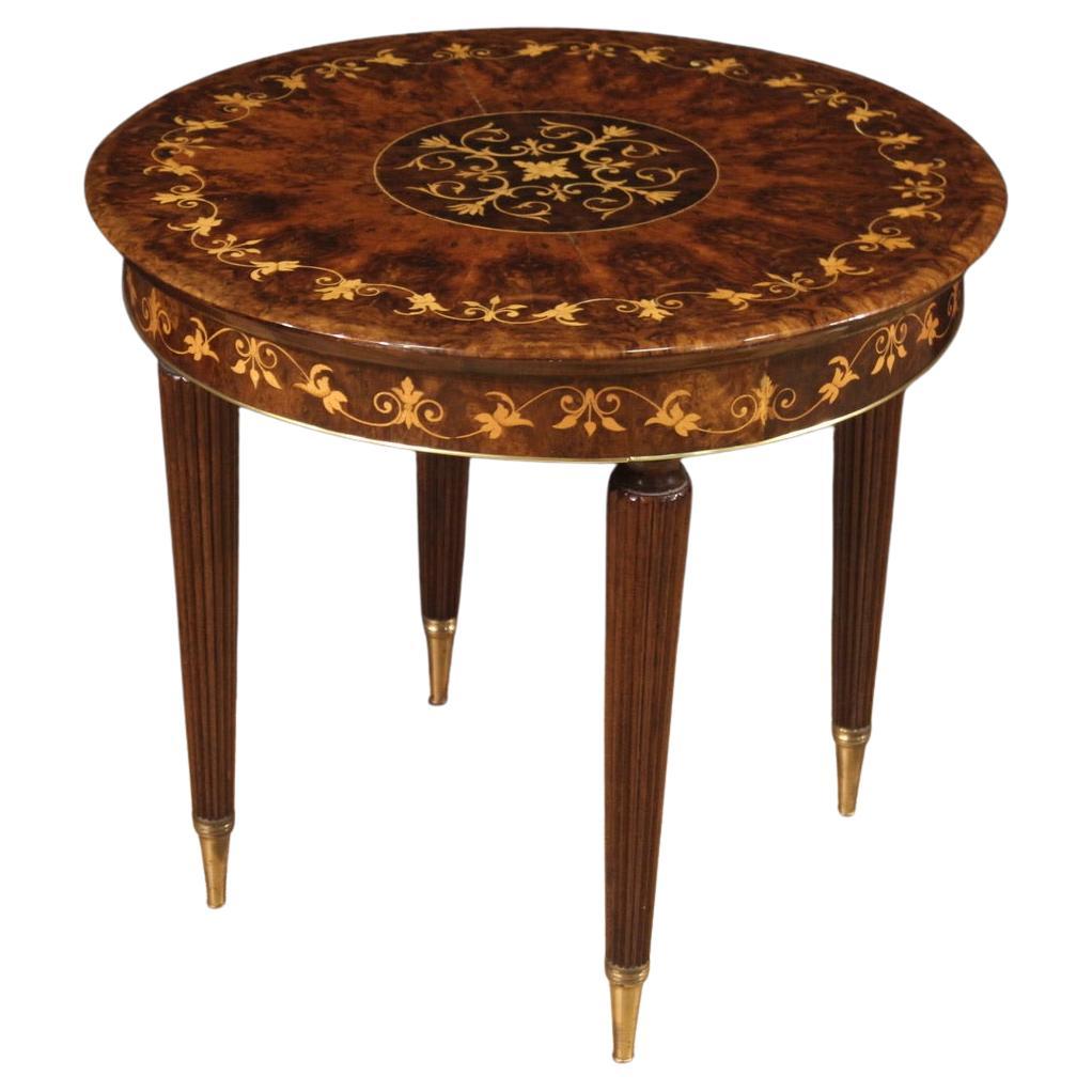 20th Century Inlaid Burl, Maple and Beech Wood Italian Round Coffee ...