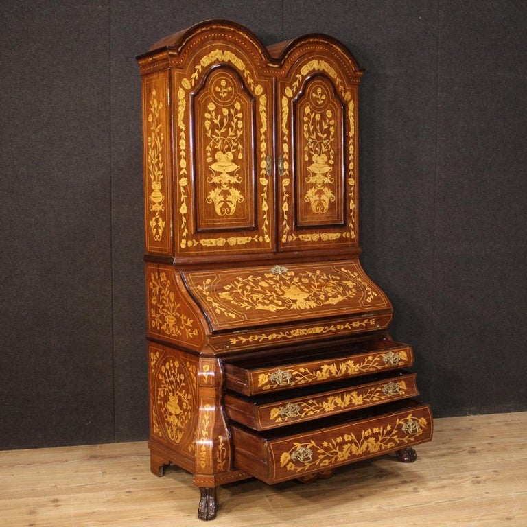 20th Century Inlaid Wood Dutch Trumeau Desk, 1960 For Sale at 1stDibs