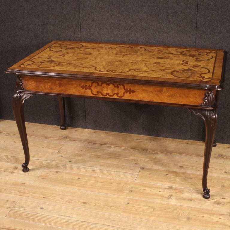 20th Century Inlaid Wood Italian Dining Table, 1950 For Sale at 1stDibs