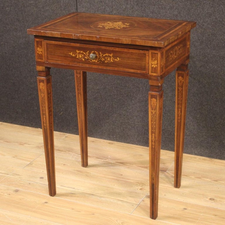 20th Century Inlaid Wood Italian Louis XVI Style Side Table, 1960 For ...