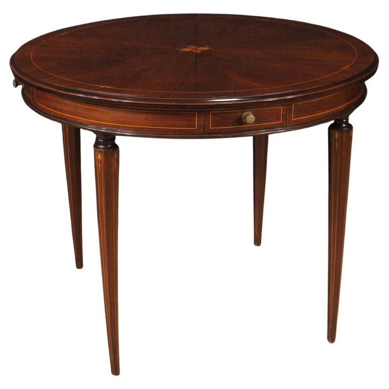20th Century Inlaid Wood Italian Round Game Table, 1950 For Sale at 1stDibs