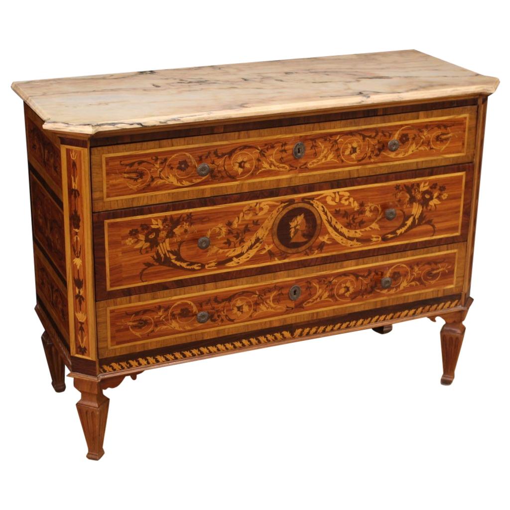 Italian Demilune Sideboard in Inlaid Wood in Louis XVI Style from 20th ...