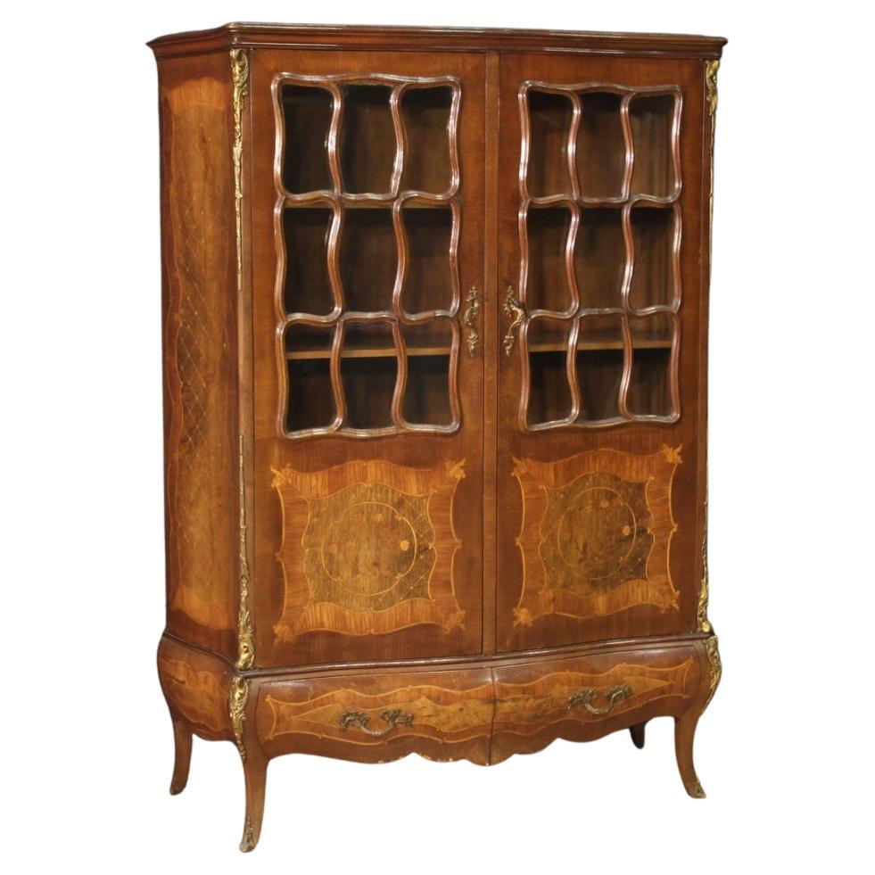 Italian Wood Glass Midcentury Modern Display Cabinet, 1950s at 1stDibs