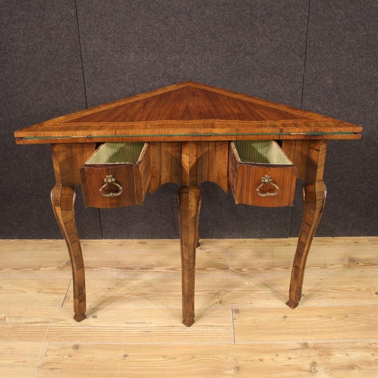 20th Century Inlaid Wood Venetian Corner Cabinet Game Table, 1950 For ...