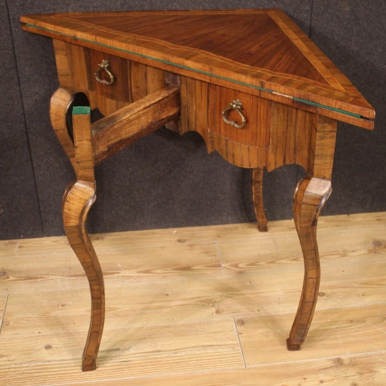 20th Century Inlaid Wood Venetian Corner Cabinet Game Table, 1950 For ...