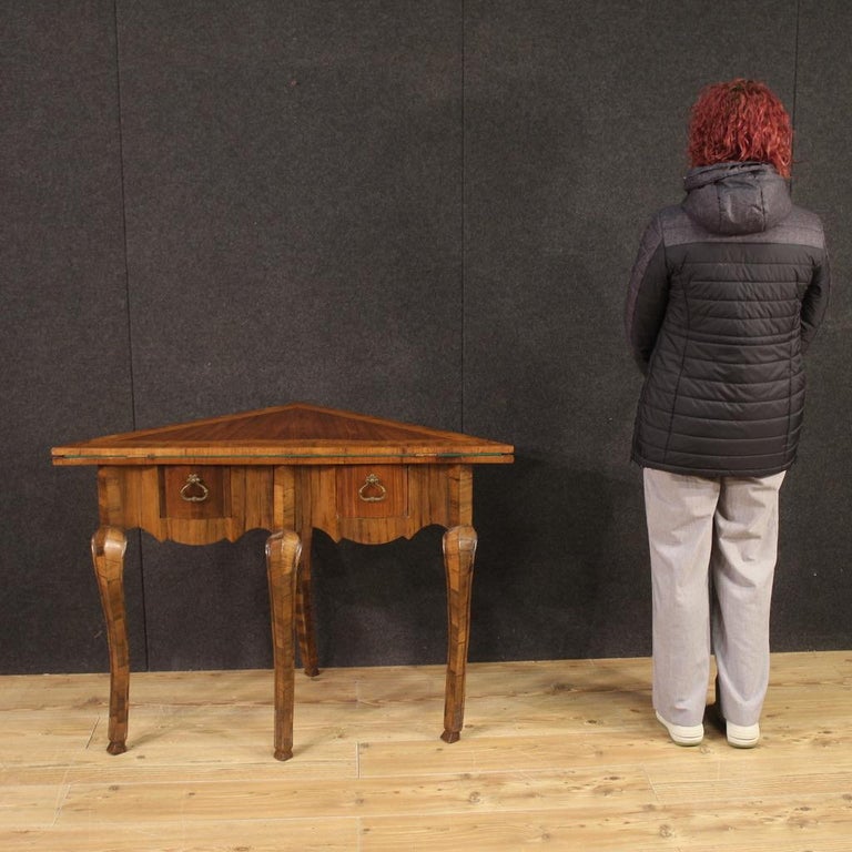 20th Century Inlaid Wood Venetian Corner Cabinet Game Table, 1950 For ...